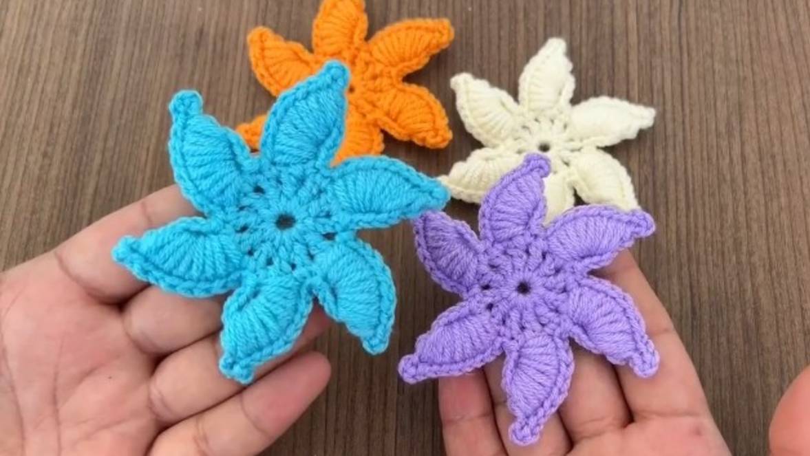 МК Красивые цветочки-звездочки крючком