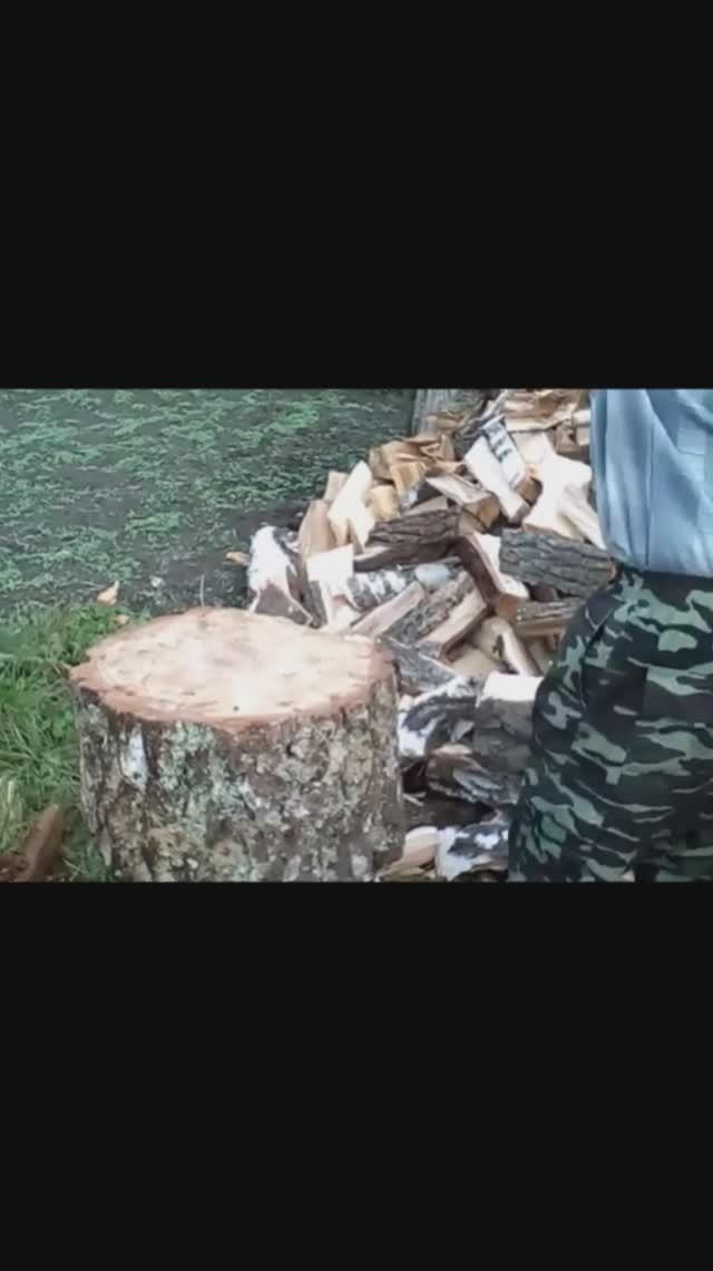 Как расколоть огромную тюльку, чурку - комель. Колка дров