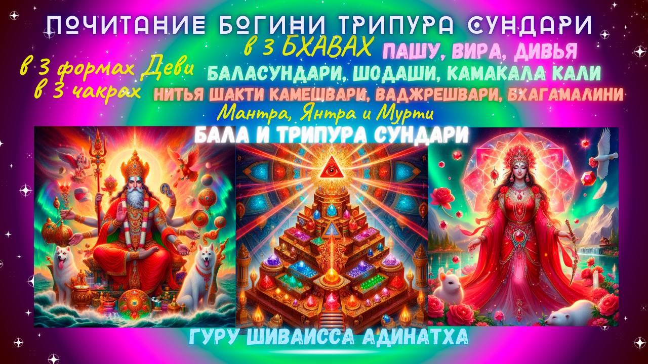 ПОЧИТАНИЕ БОГИНИ ТРИПУРА СУНДАРИ в 3 БХАВАХ - Пашу, Вира, Дивья, в 3 формах Деви
