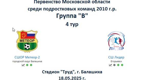 4 тур. Метеор-2 (Балашиха)  : Лидер (Егорьевск) 0 : 2