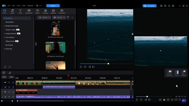 Основы 9 Окно предварительного просмотра проекта Cyberlink PowerDirector 2025