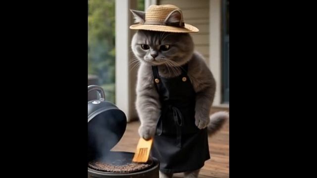 Мася готовит завтрак и желает всем такого хорошего утра