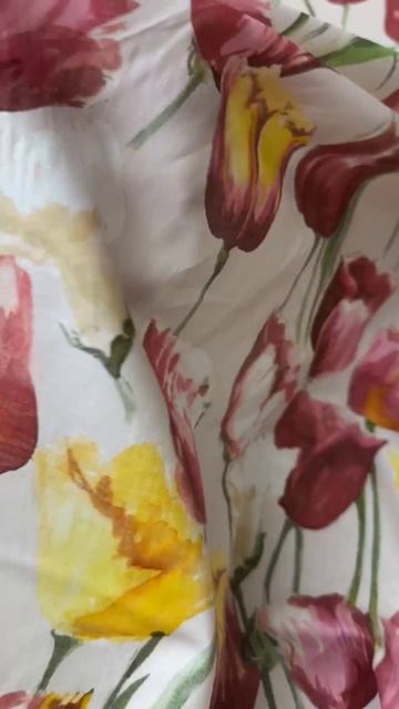 Итальянский хлопок с акварельными тюльпанами