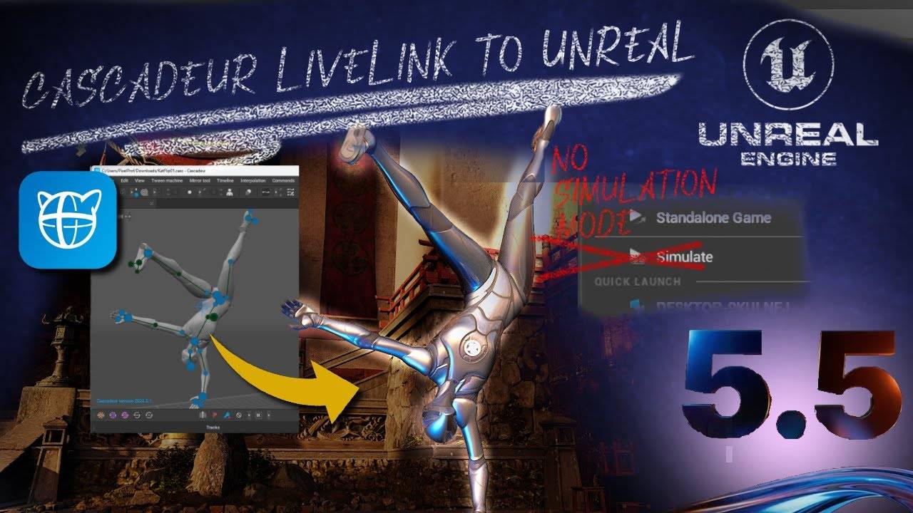 Cascadeur → Unreal Engine 5: Настройка LiveLink без режима симуляции!