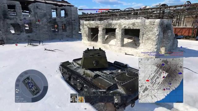 War Thunder в Аркадном бою 2 на советской технике,Т-34-57 и КВ-1 зис 5.