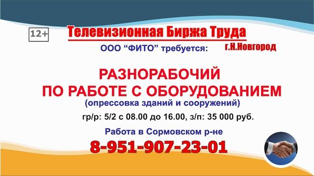 02-11.06.2025г. в 17.50 - Телевизионная Биржа Труда на телеканале ВОЛГА в Нижнем Новгороде
