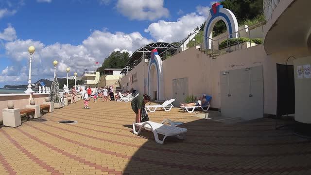 Обзор набережной санатория "Прометей". Сеть гостиниц Азимут. п. Небуг. Туапсинский р-н.