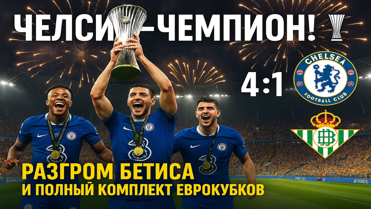 Челси — чемпион! Разгром Бетиса и первый трофей в ЛК