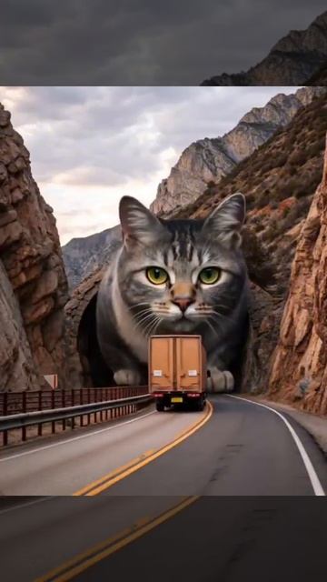 Нереальный огромный кот #нейросети #котики #машинки #ai #кот