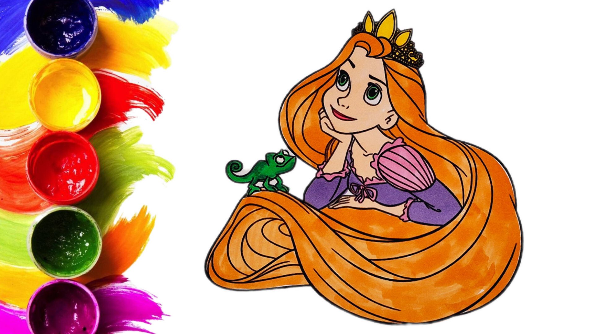 Как нарисовать принцессу Рапунцель/раскраска для детей