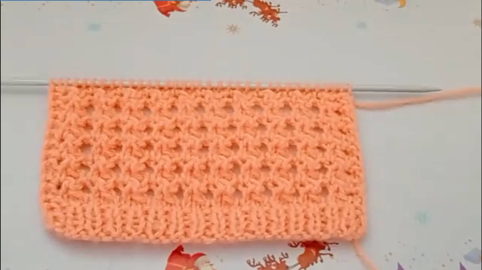 Ажурный узор спицами. 3 петли и 4 ряда.