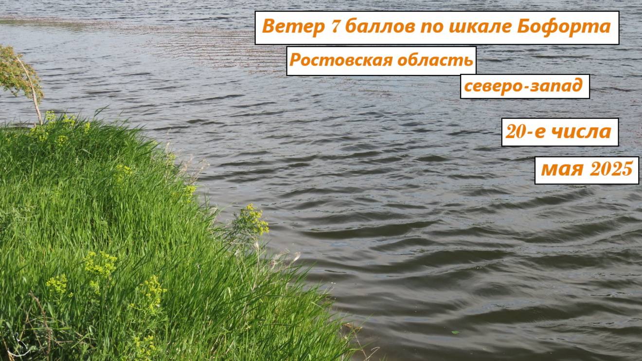 Волны в крепкий ветер, 7 баллов по шкале Бофорта. Ростовская область, с-з, 20-е числа мая