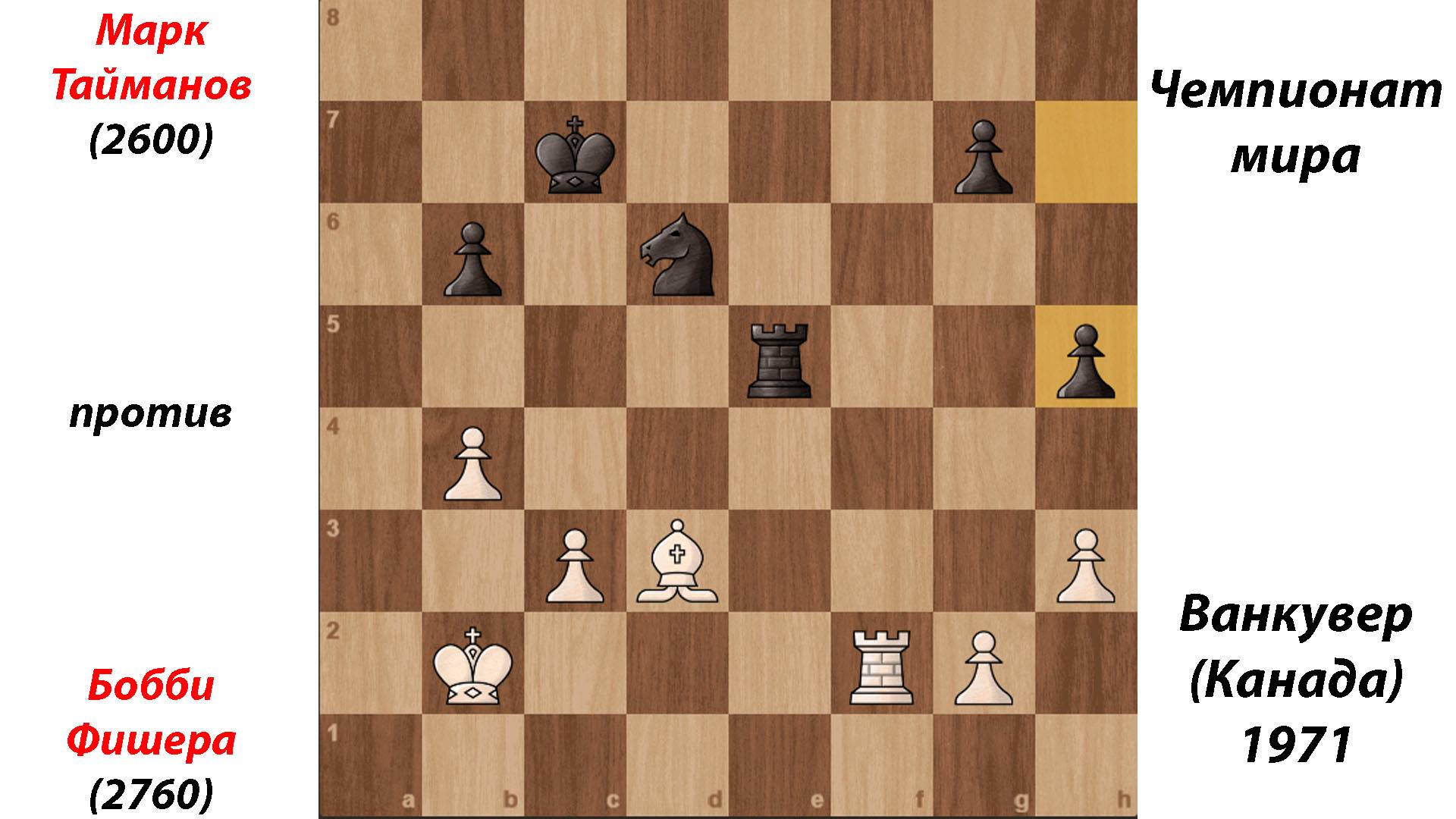 Марк Тайманов против Бобби Фишера. Чемпионат мира в Ванкувере (Канада), 1971.