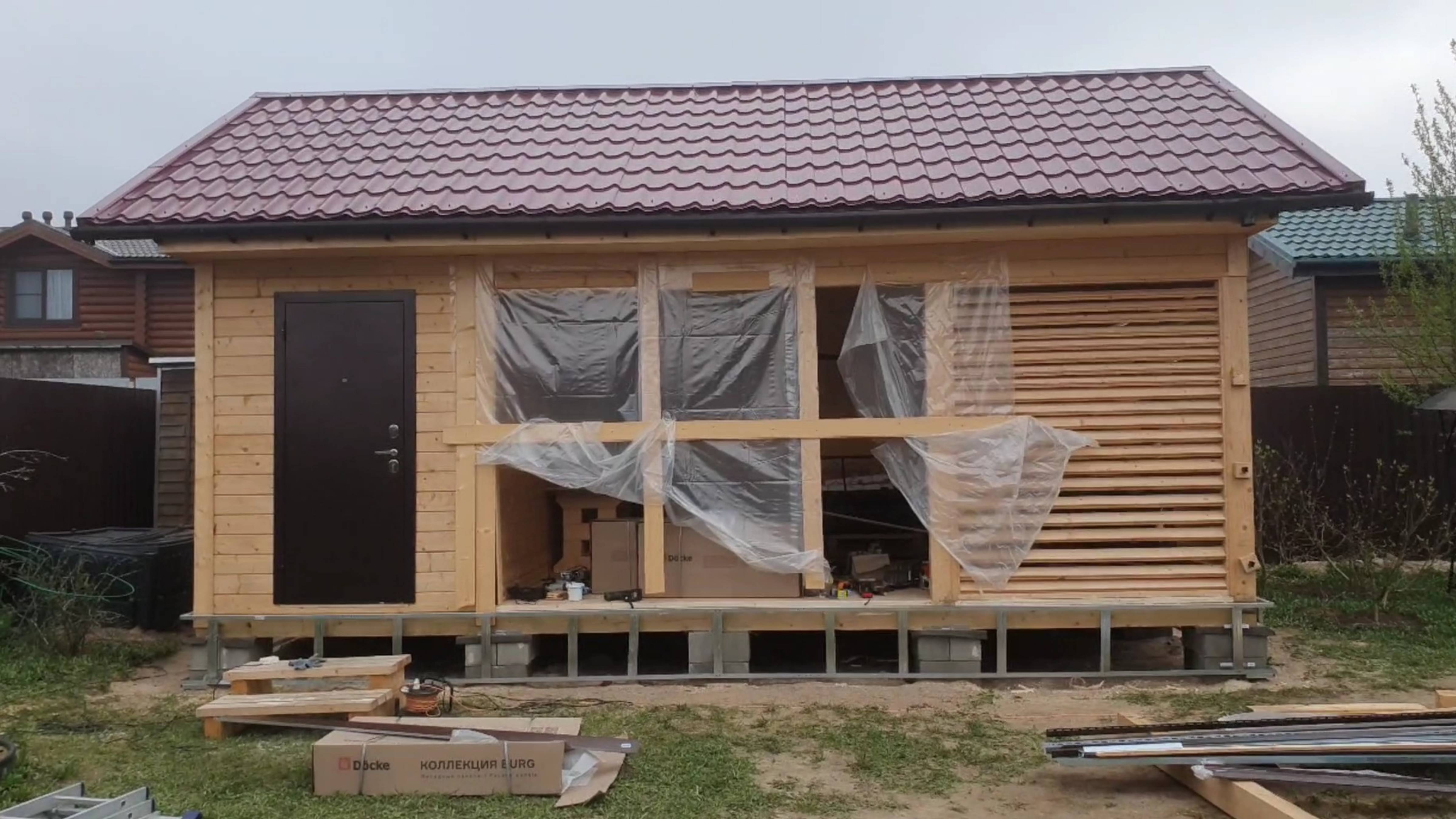 Заказ-Дом: выполнен металлический каркас для наружной отделки фундамента фасадными панелями Docke