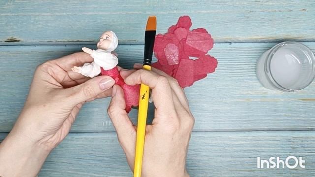 Ватная игрушка "Цветочная фея", часть 6. Платье для ватной куколки