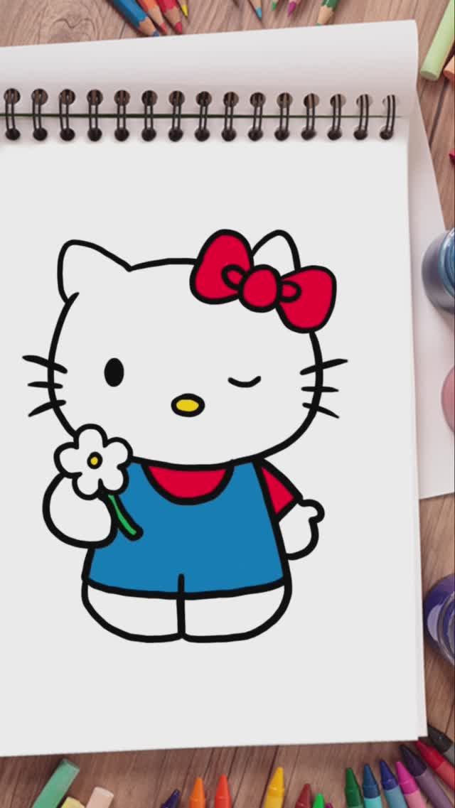 Как легко нарисовать Хеллоу Китти за 1 минуту!