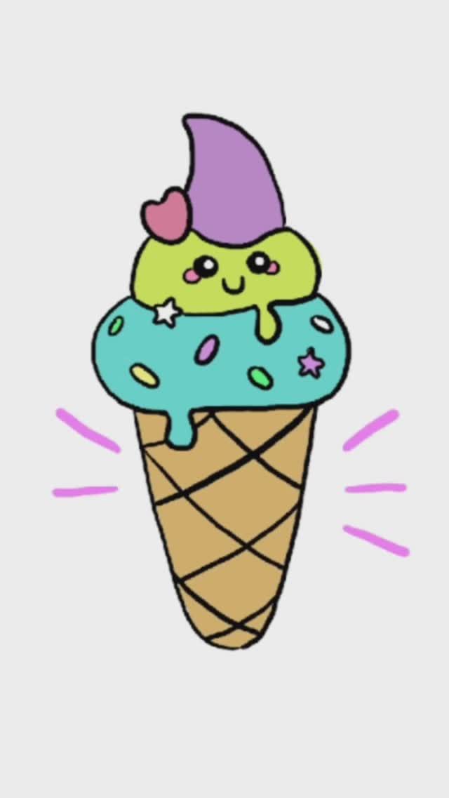 Как нарисовать милое мороженое легко шаг за шагом🍨