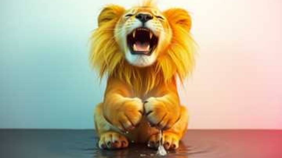 Львёнок любит мыть лапки