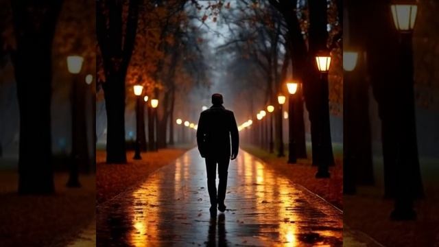 Шедеврум. Человек идет по парку