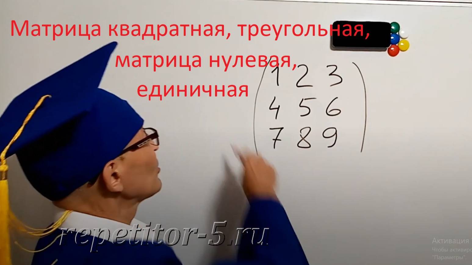 Матрица квадратная, треугольная, нулевая, единичная; матрица-строка, матрица-столбец порядок матрицы