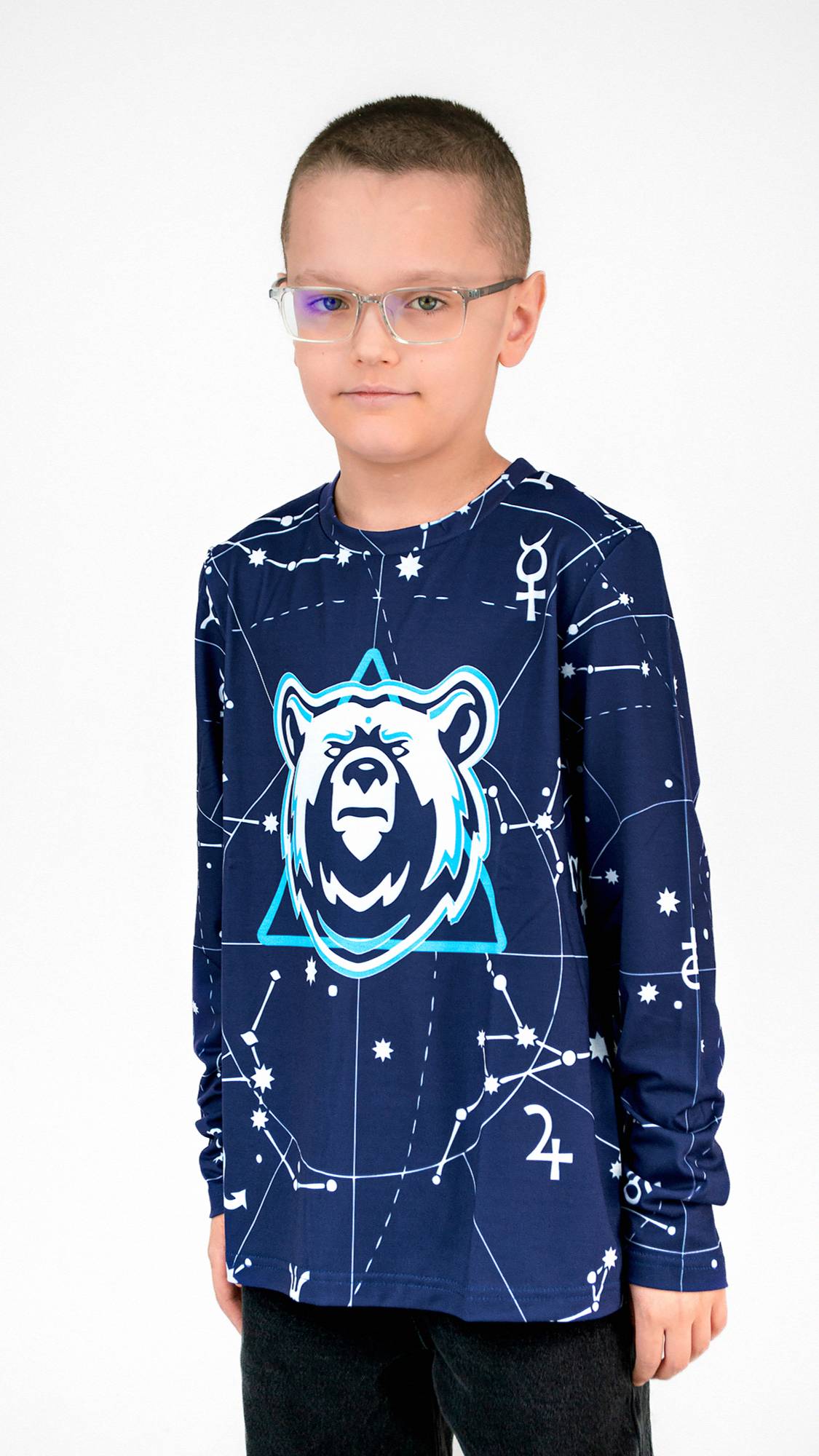 Лонгслив детский ЗВЕЗДНЫЙ МЕДВЕДЬ ГЛОБАЛ (синий)