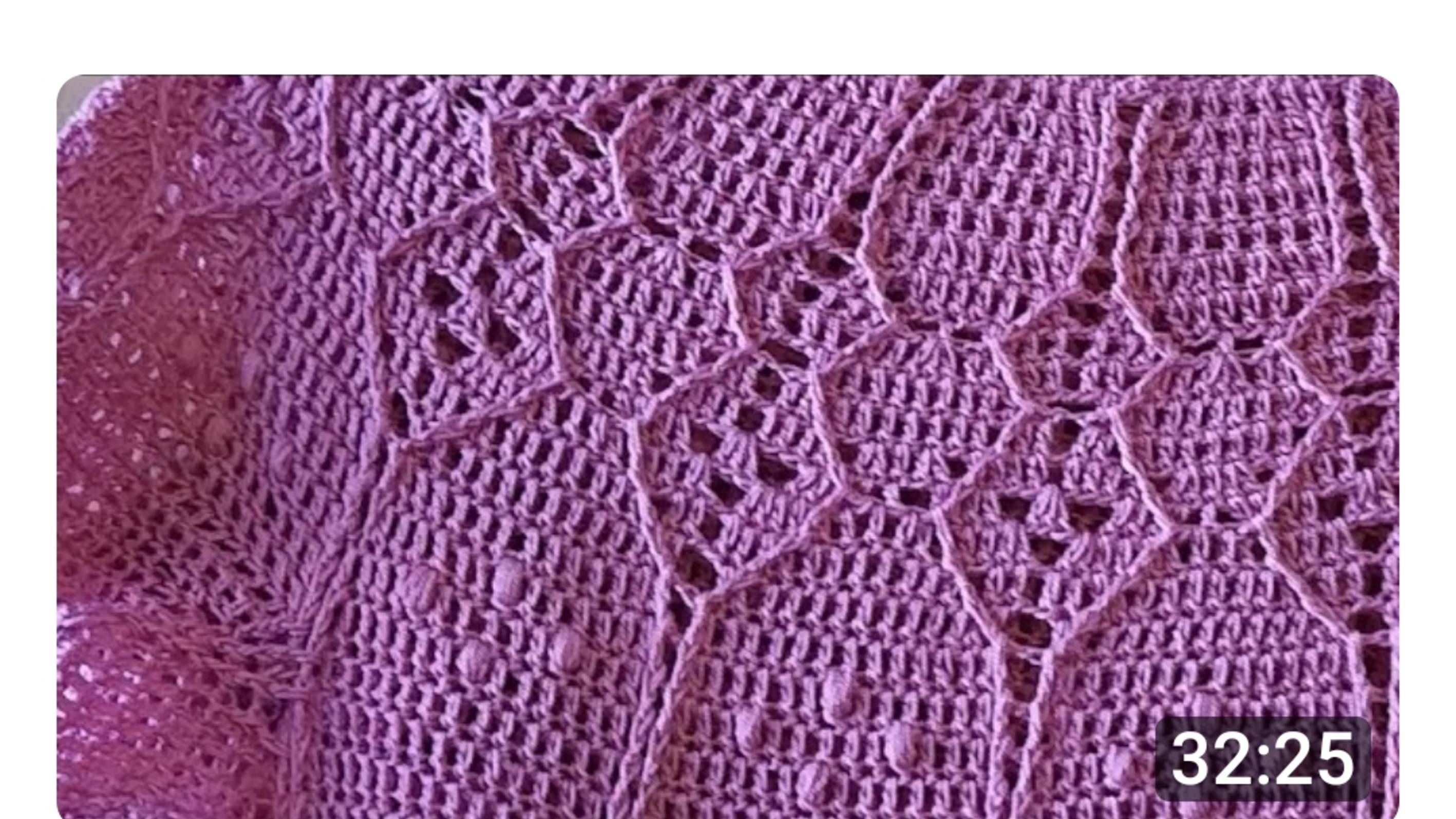 Круглая кокетка крючком "Рельефный квадрат" (2 часть)