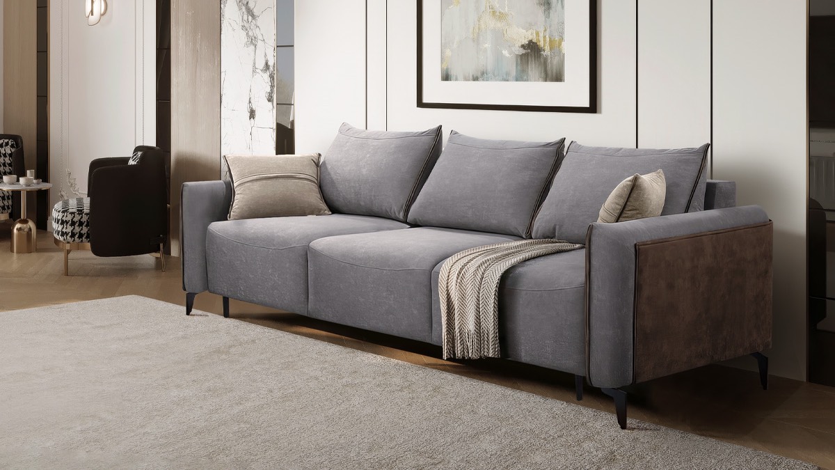 Диван "Соренто" с оттоманкой со спальным местом на каждый день | Механизм трансформации "Тик-так"