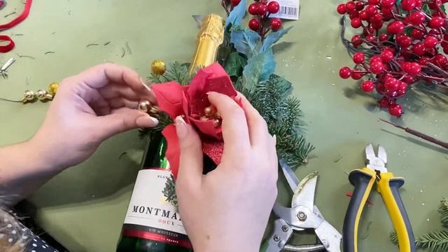 Новогодний декор шампанского своими руками | Мастер-класс с пошаговой сборкой + идеи подарков