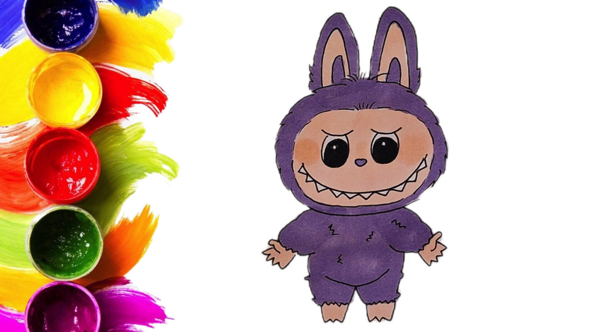 Рисуем фиолетового Лабубу/рисунки для срисовки