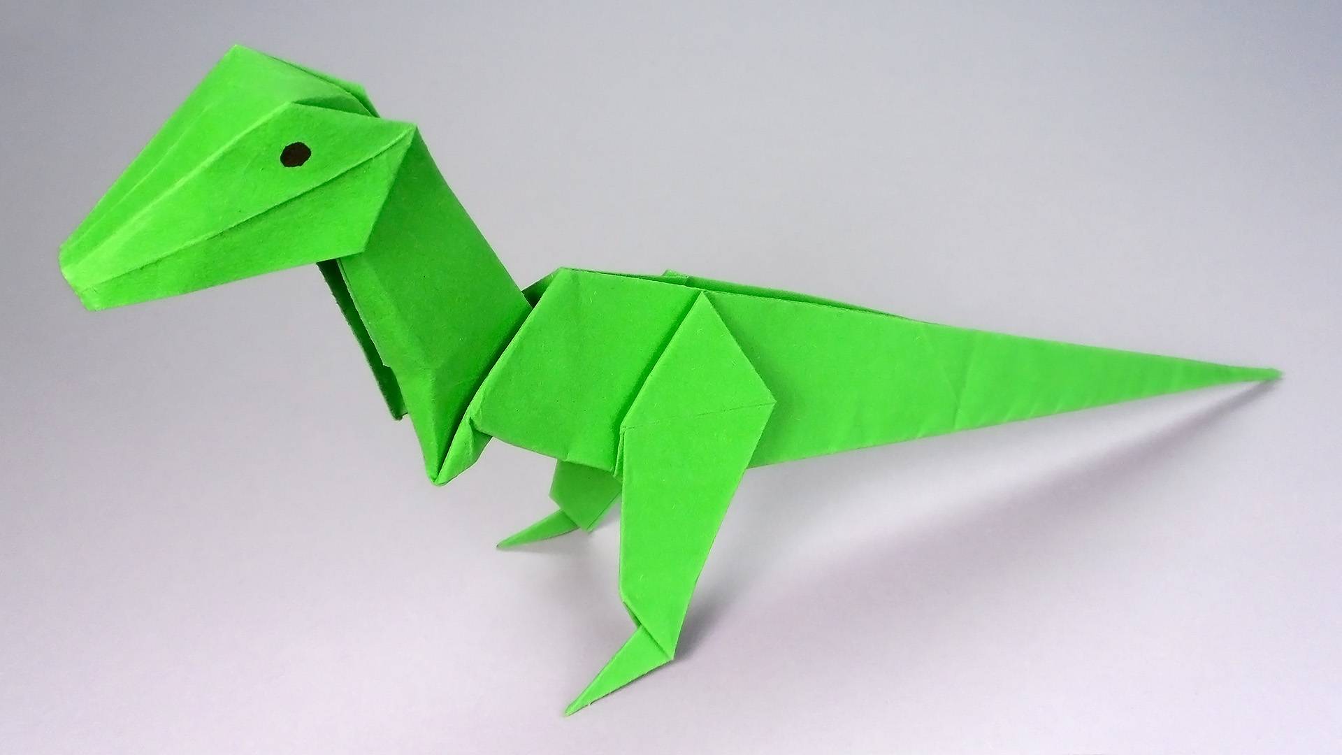 Как сделать Динозавра из бумаги без клея | Оригами Динозавр Велоцираптор своими руками