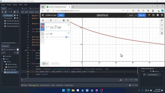 Учебник Godot 4 - Космический стрелок с использованием компонентов  - P17 Кривая сложности