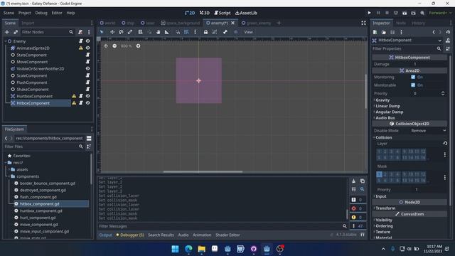 Учебник Godot 4 - Космический стрелок с использованием компонентов - Hitboxes and Hurtboxes