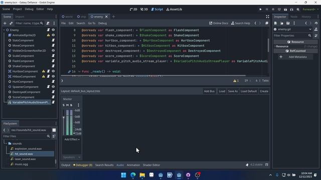 Учебник Godot 4 - Космический стрелок с использованием компонентов - P18 Звуковые эффекты
