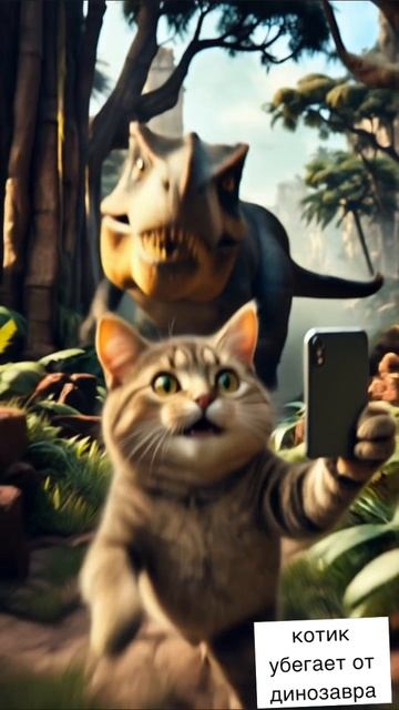 КОТИК УБЕГАЕТ ОТ ДИНОЗАВРА 🦖
