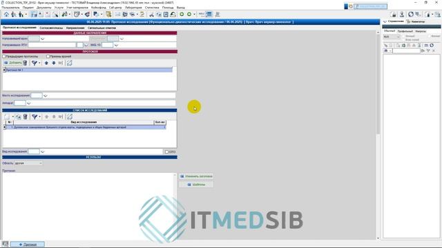 Демонстрация АРМ врача инструментальной и функциональной диагностики