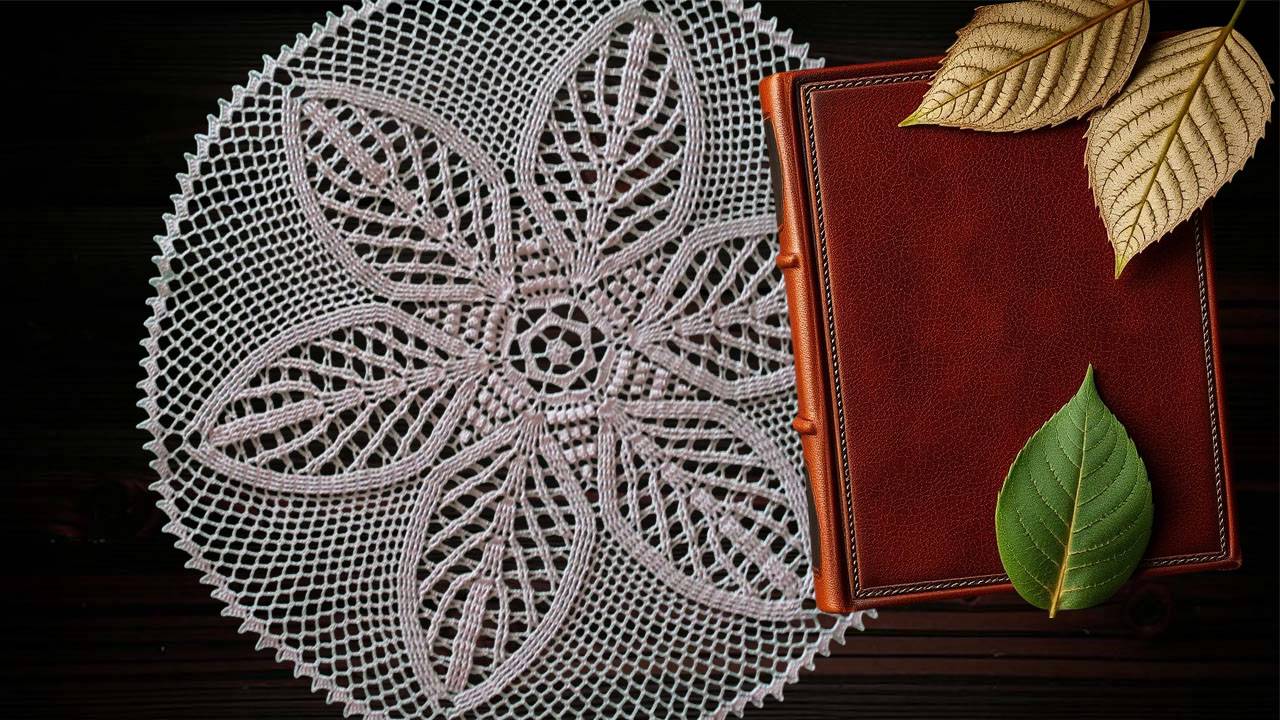 Эффектная салфетка с крупными рельефными листьями. Часть 2