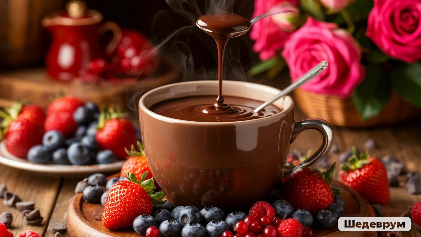 Шоколадное фондю! Сегодня день шоколадного фондю! Горячий шоколад с фруктами.