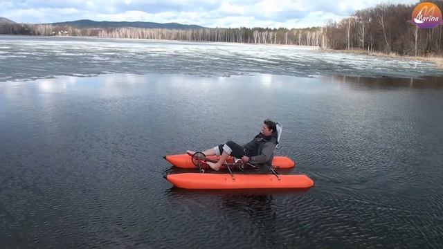 Тестируем складной надувной велокатамаран MARINA-M1  на первой открытой воде.