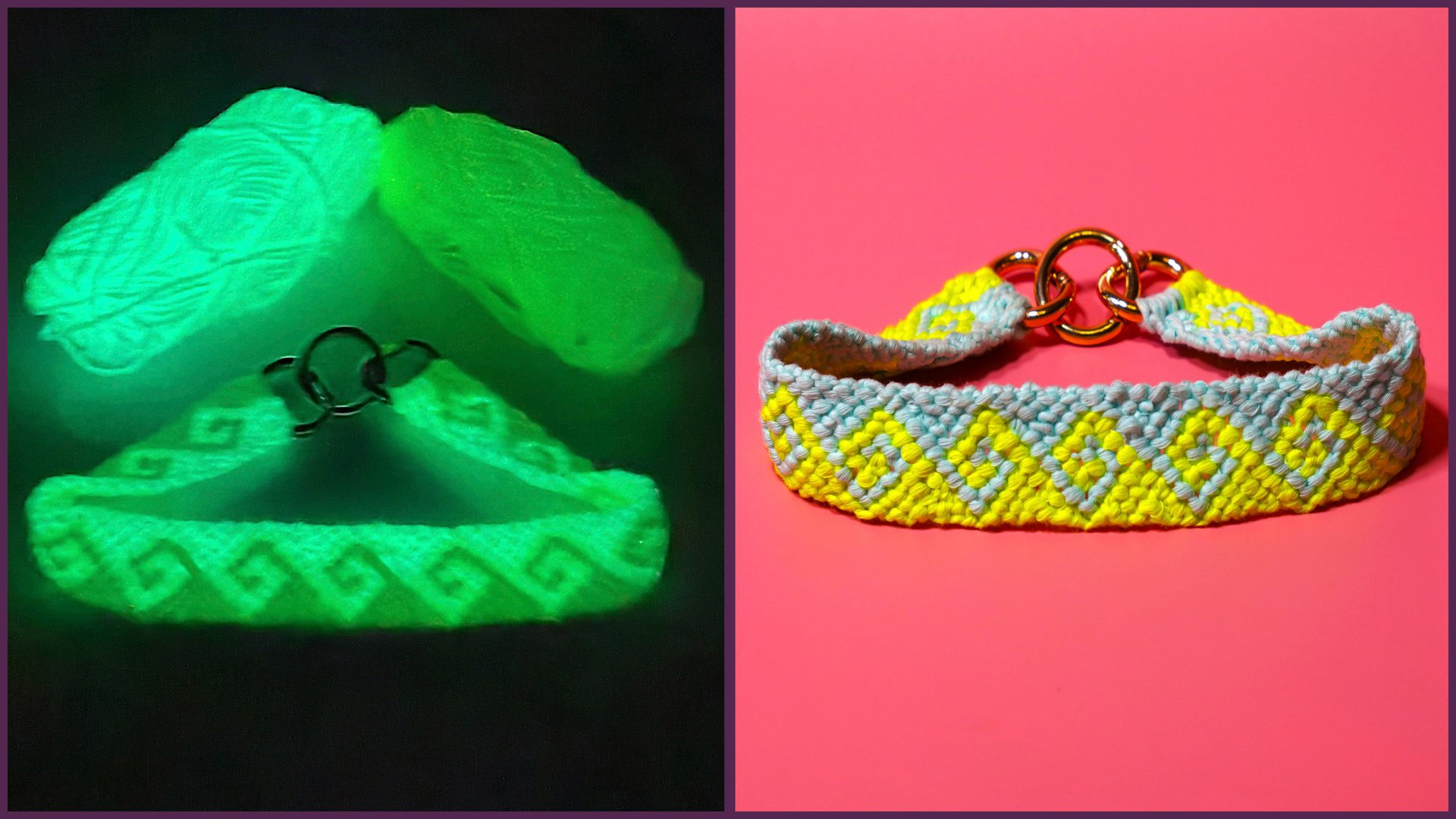 Макраме из светящейся пряжи. Плетение из пряжи.