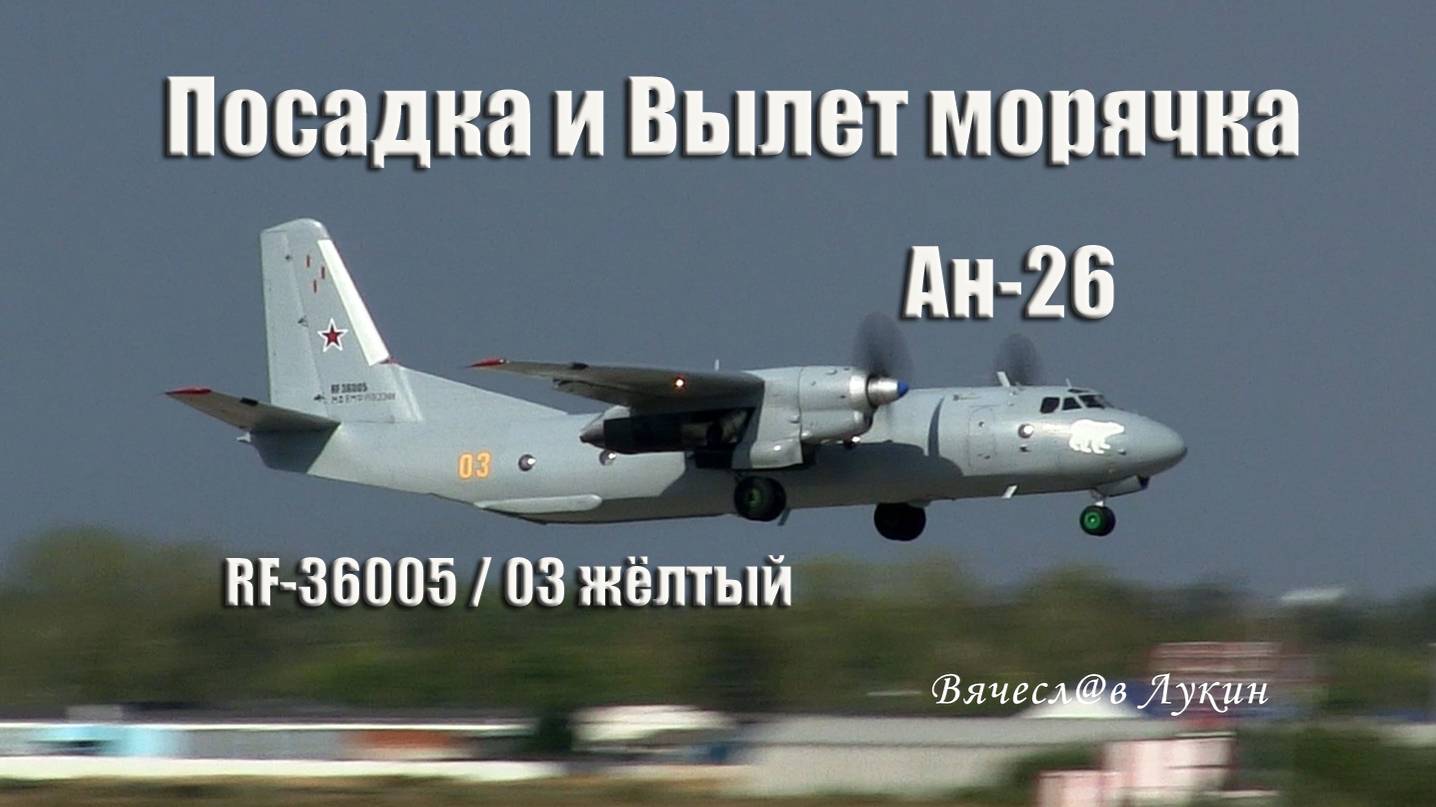Посадка и Вылет морячка Ан-26 RF-36005 / 03 жёлтый