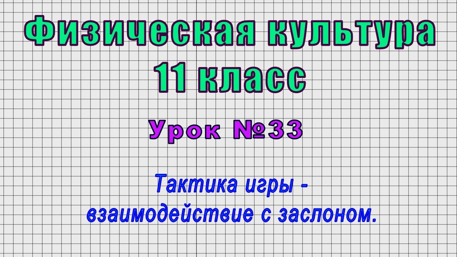 Физическая культура 11 класс (Урок№33 - Тактика игры – взаимодействие с заслоном.)