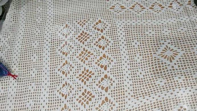 Вяжем Скатерть Крючком в Технике Филейного Вязания (Часть 3)