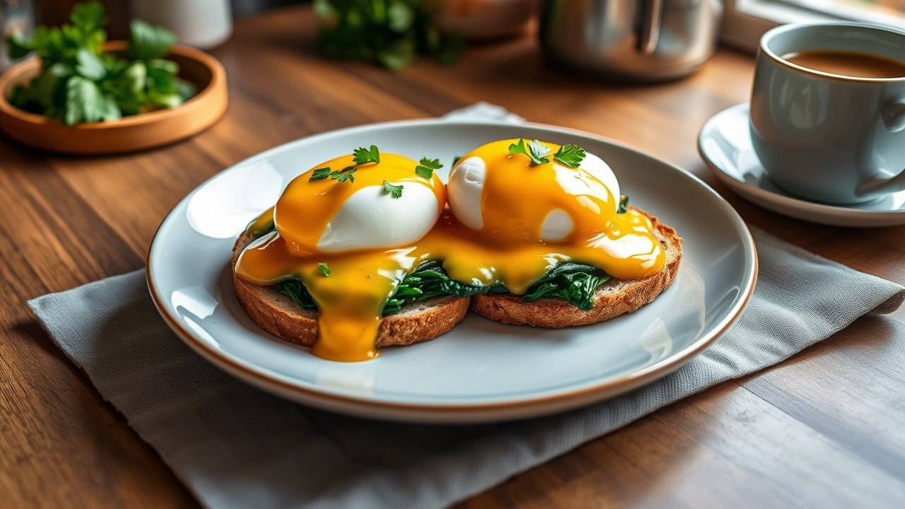 Вкусный завтрак со Шпинатом и Яйцом: попробуйте Яйца по-флорентийски прямо сейчас!