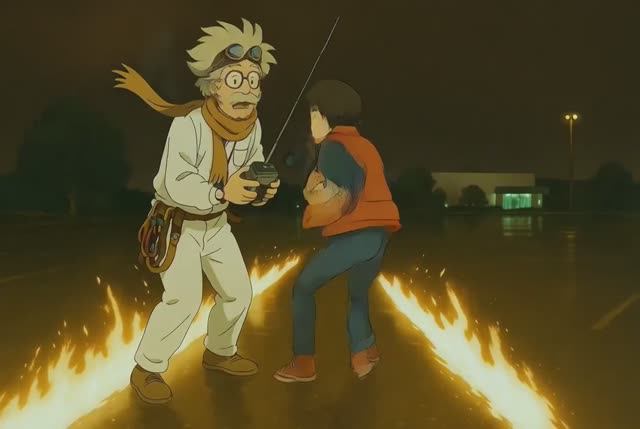 «Назад в будущее» в стиле японского аниме от Studio Ghibli.