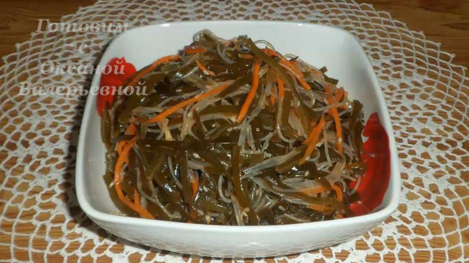 Салат из морской капусты с фунчозой (крахмальной лапшой). Готовим с Оксаной Валерьевной.