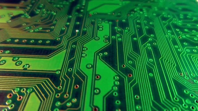 Free Full HD footage Moving the camera over the green circuit board