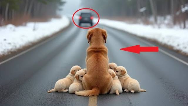 Собака с щенками остались на дороге, а хозяин не знал, что скоро его настигнет карма...