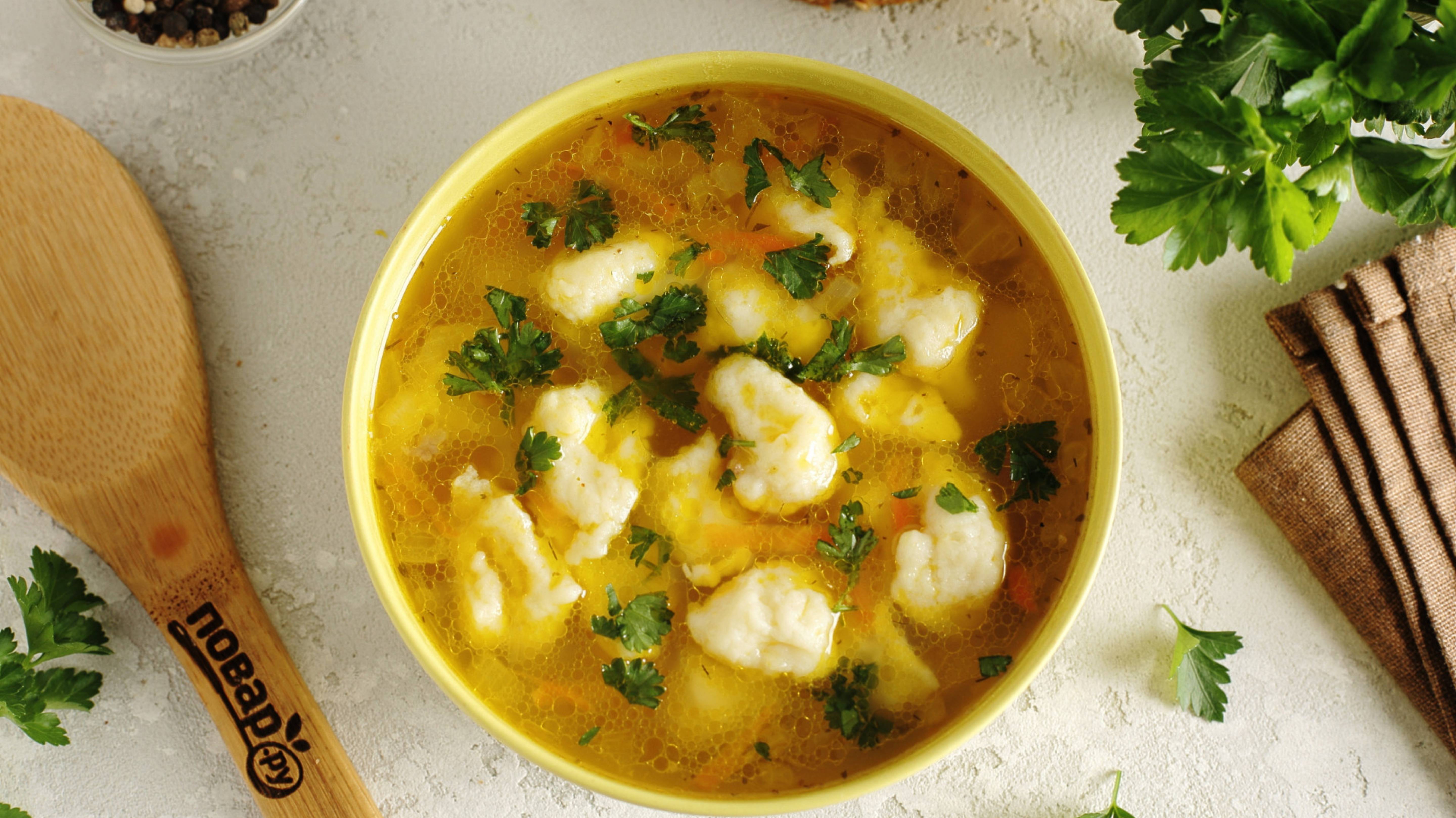 Постный суп с клёцками, суп из детства !Безумно вкусный со сметаной!