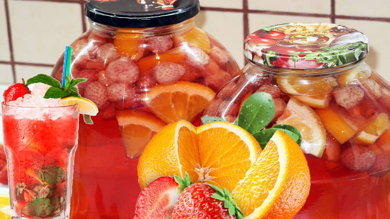 Клубничная Фанта - Освежающий Компот Из Клубники И Апельсина На Зиму