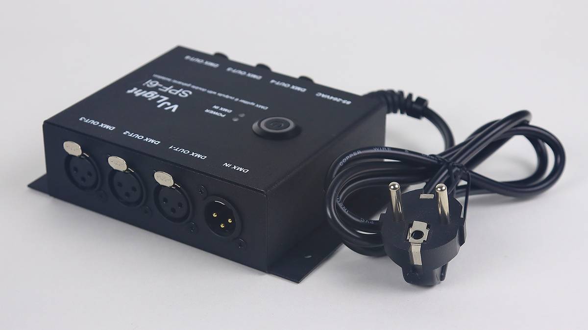 DMX сплиттер на 6 выходов с двойной гальванической развязкой - VJLight SPF-6i. XLR разъёмы